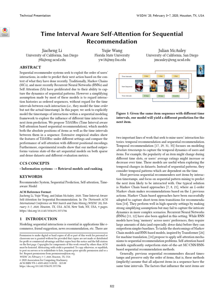 Time Interval Aware Self-Attention For Sequential Recommendation | PDF