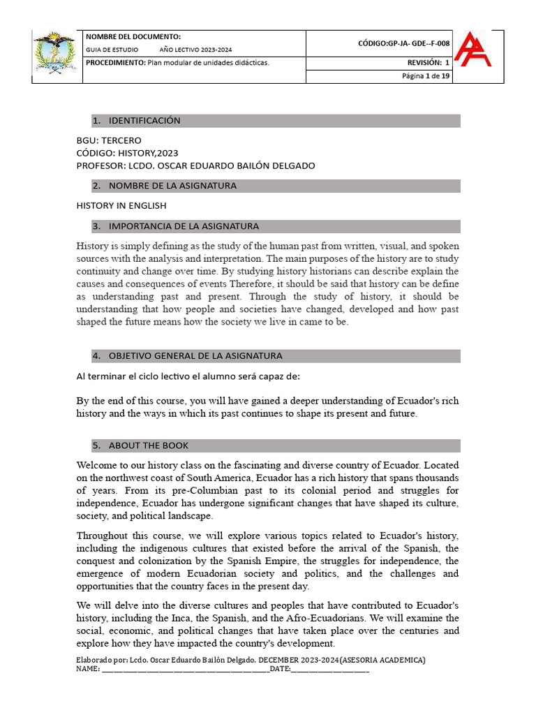 History 3RD High School - 5TH Partial | PDF