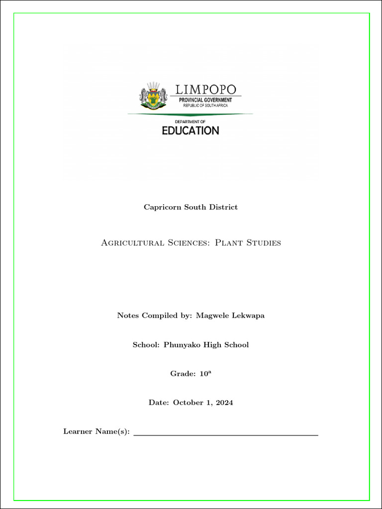 Plant Studies G10 AGRC | PDF | Agriculture | Soil