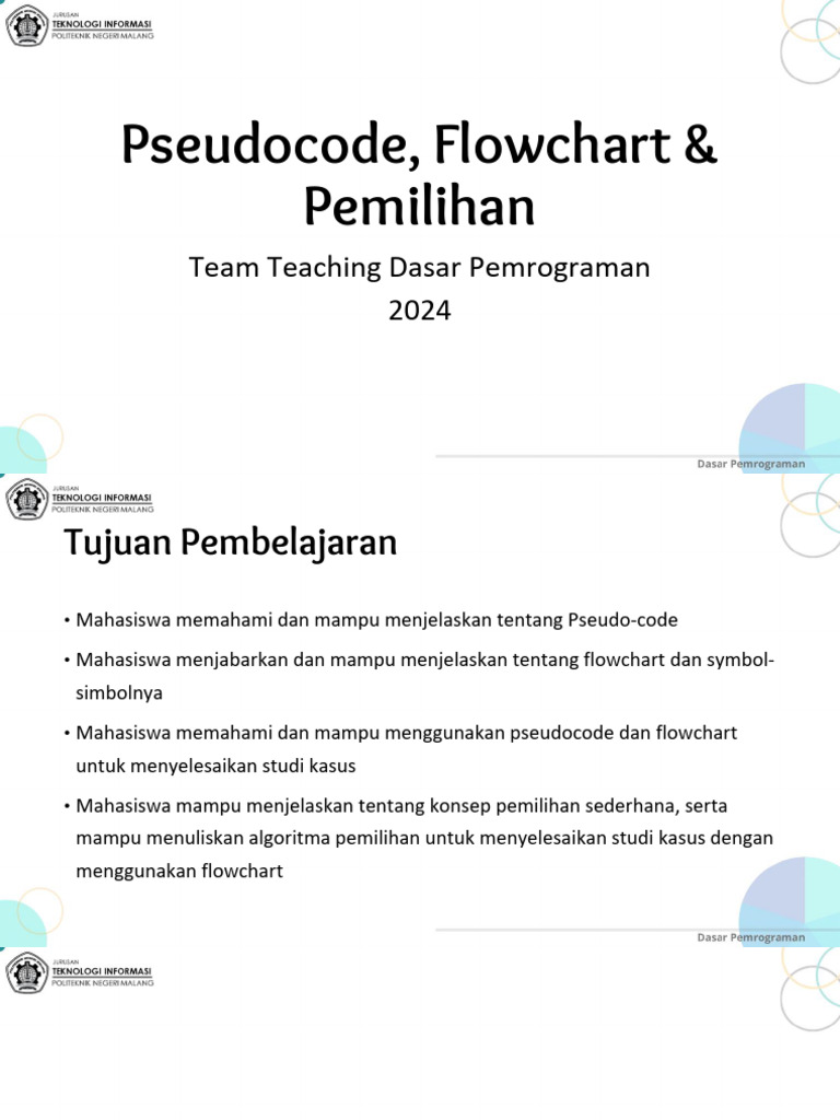 Pertemuan 5 - Pseudocode, Flowchart, Pemilihan 1 | PDF