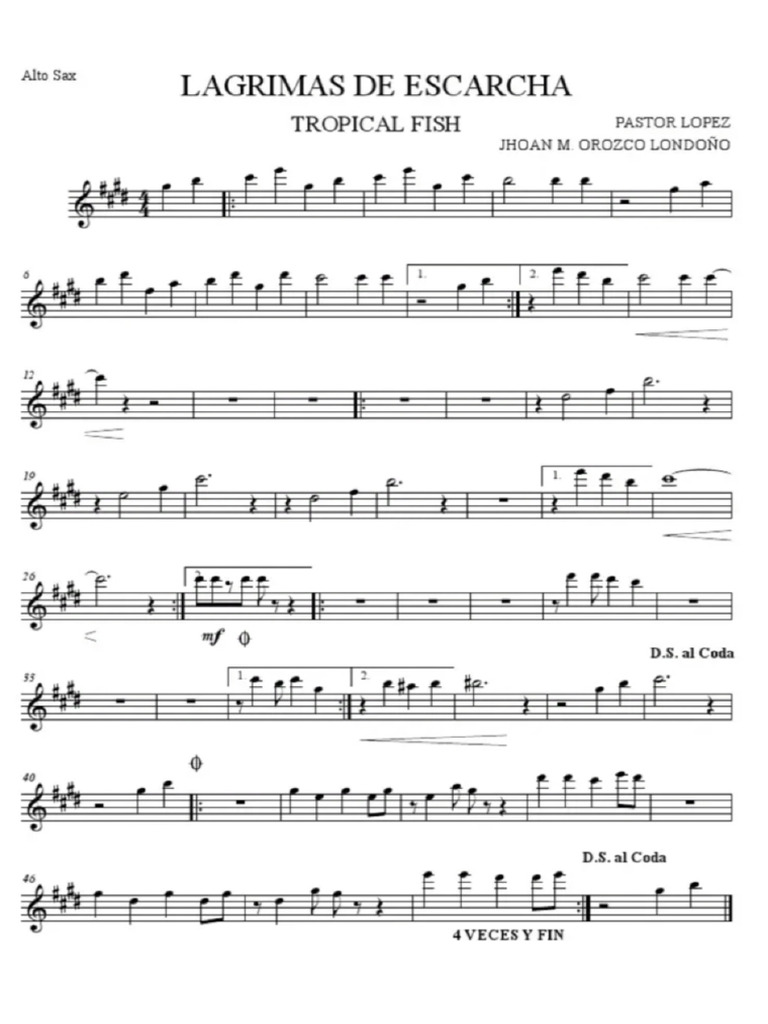 Saxo Alto-Lágrimas de Escarcha | PDF