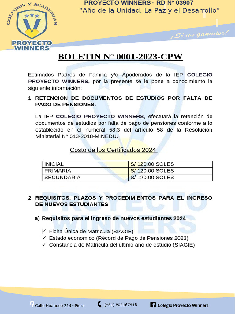 Circular N°01-2023-Cpw | PDF