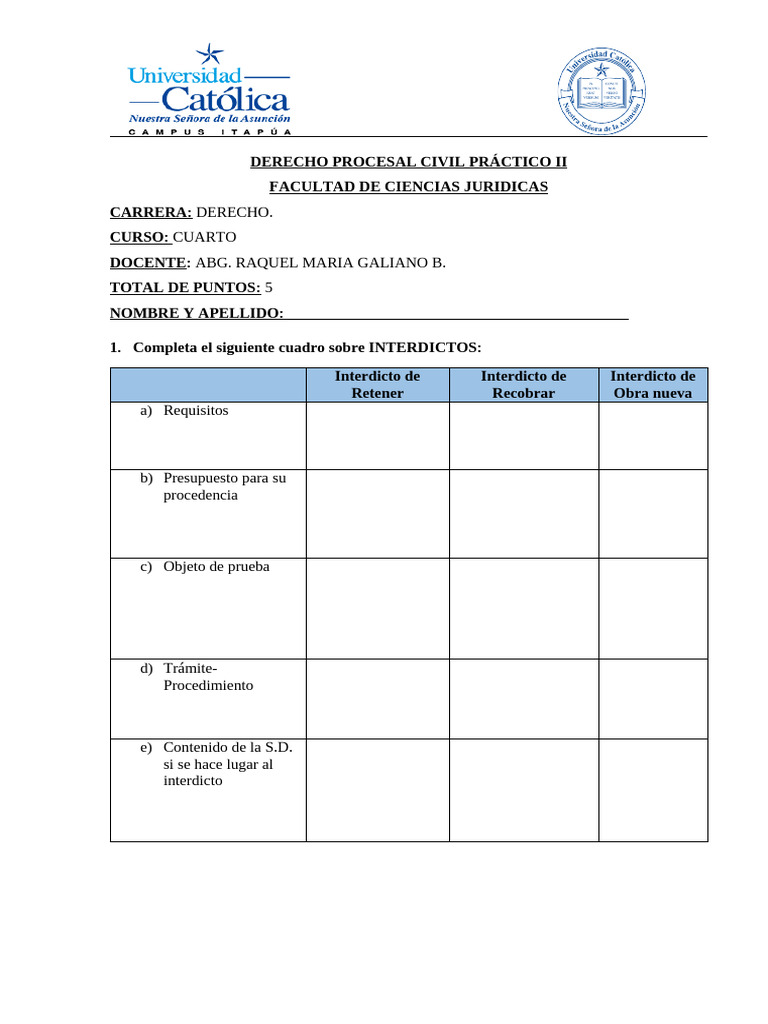 Tarea N° 8 - interdictos | PDF