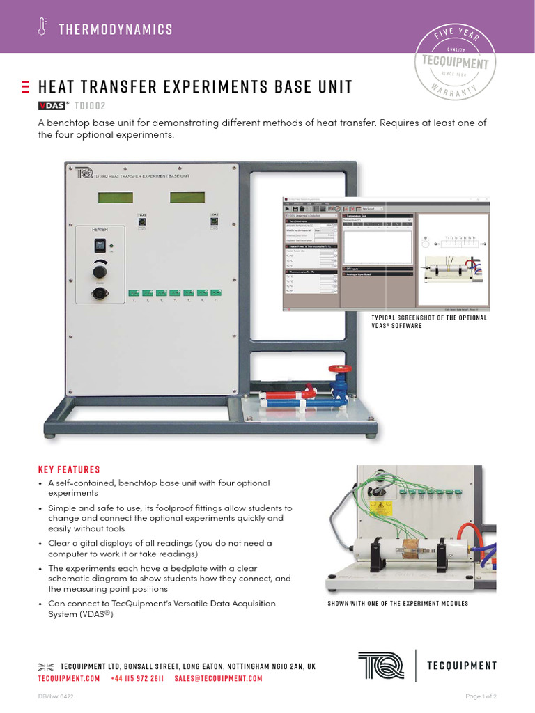 4_TD Heat Transfer Experiments Base Unit | PDF