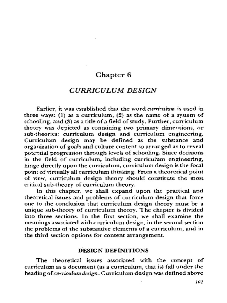 Chapter 6 Curriculum Design | PDF