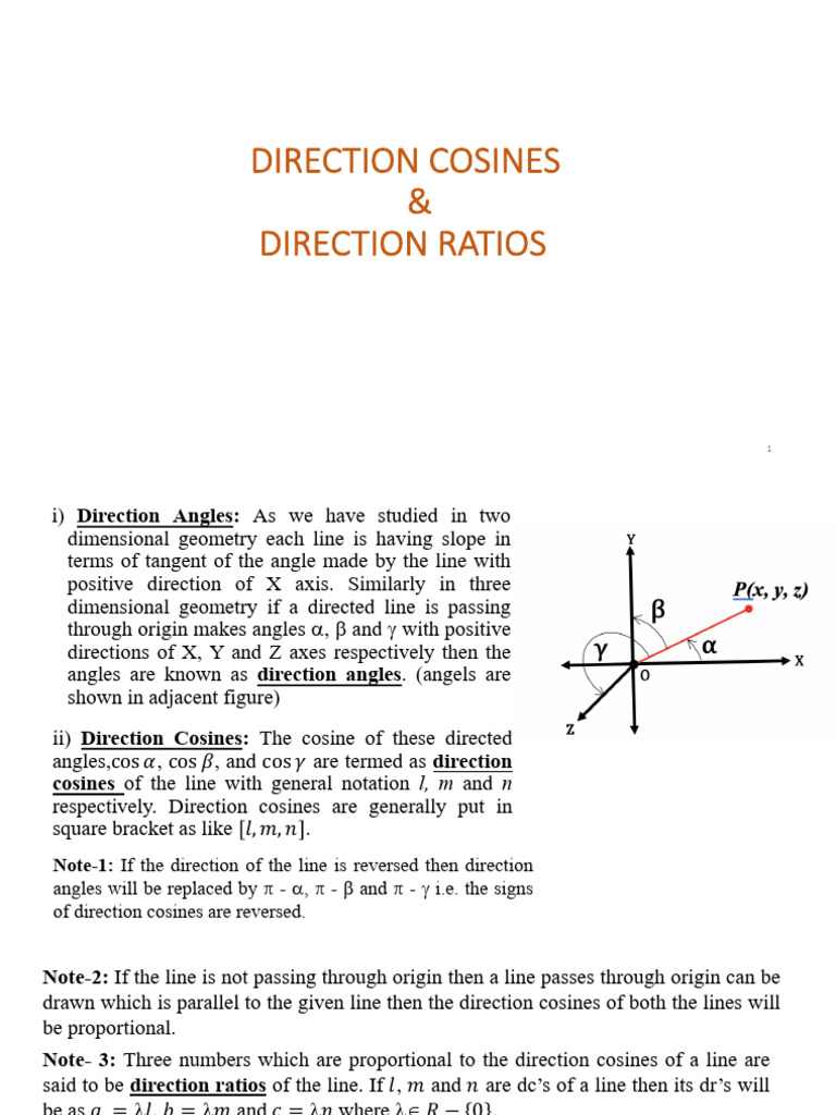 05 Direction Cosines and Direction Ratios | PDF