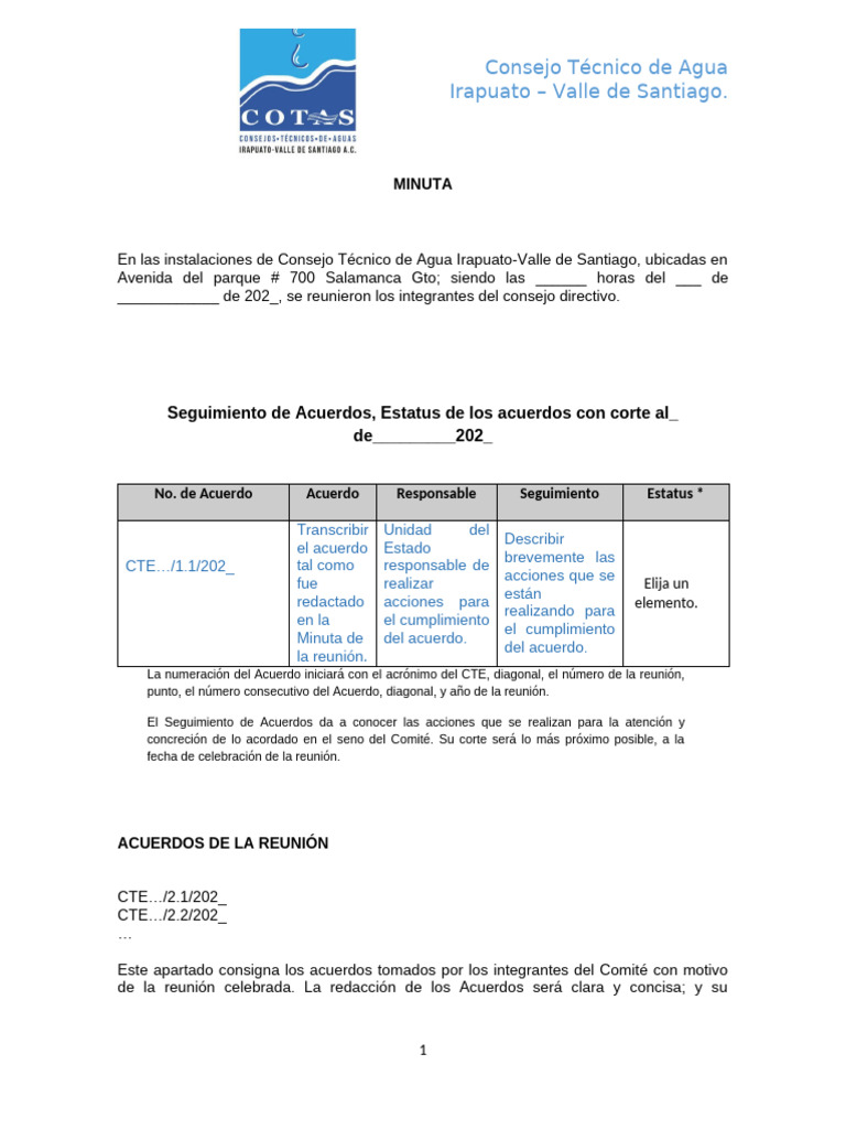 Formato Minuta Cte | PDF