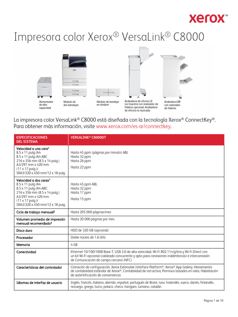 Impresora Color Xerox® VersaLink® C8000 | PDF