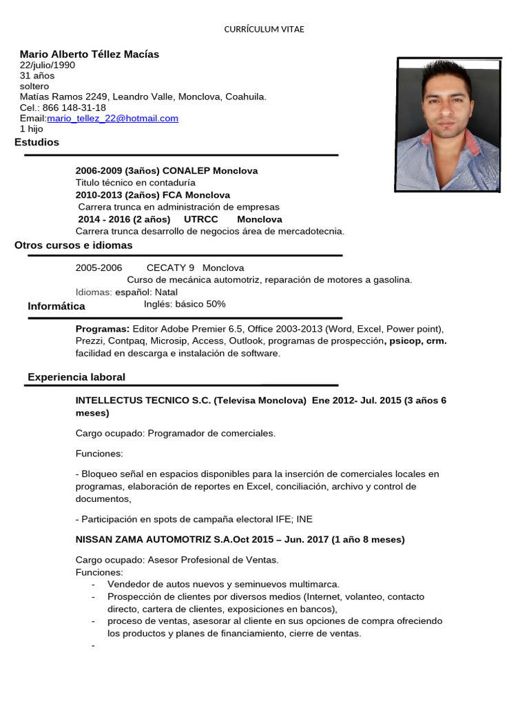 Curriculum Vitae Mario | PDF