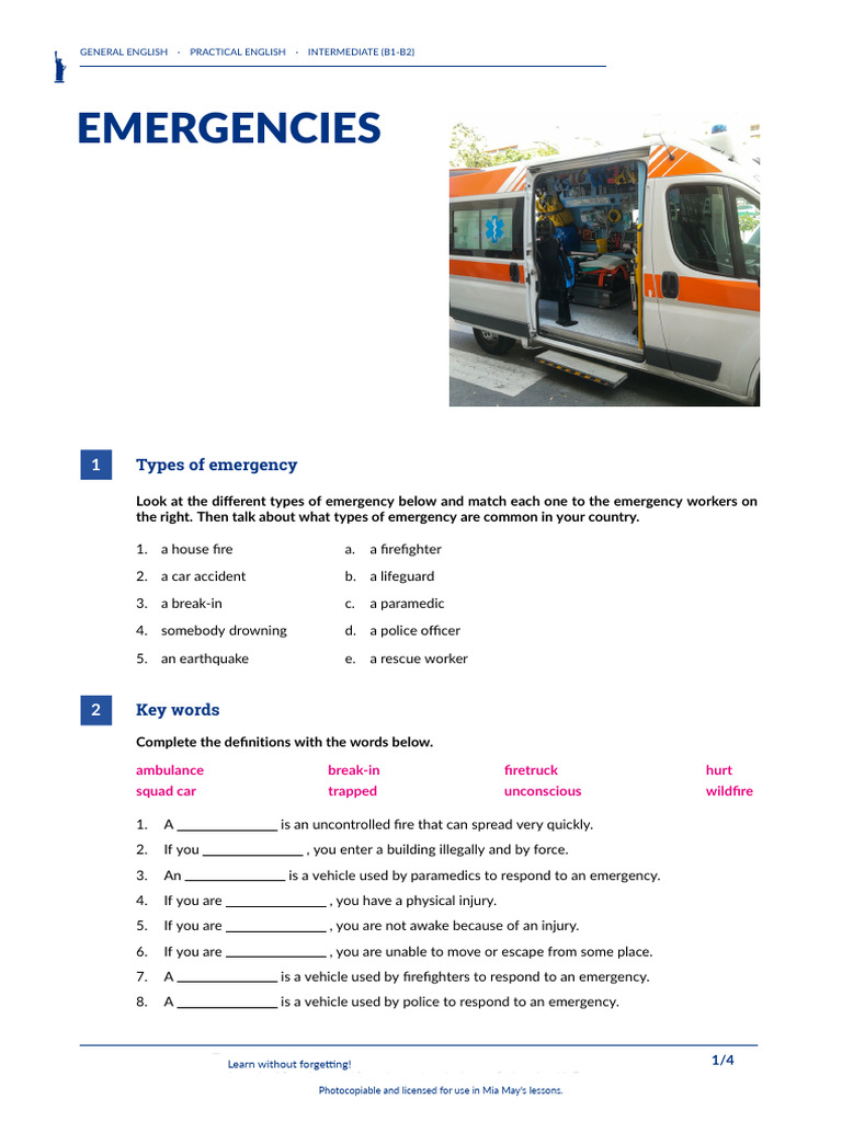 Emergencies American English Teacher Ver2 | PDF