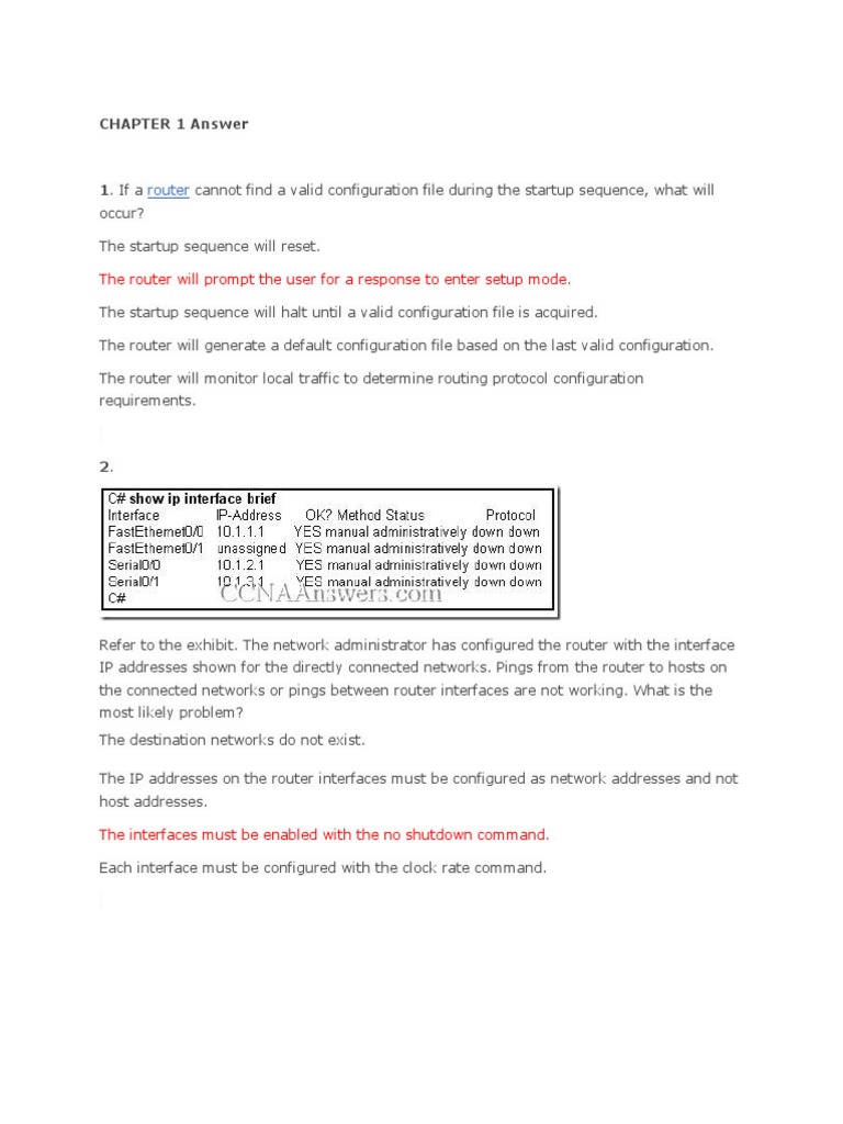 Router: CHAPTER 1 Answer | PDF | Router (Computing) | Computer Network