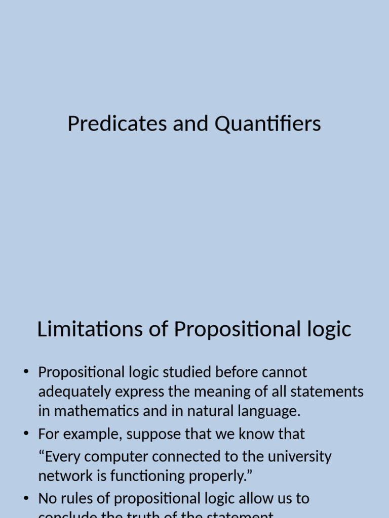 Predicates and Quantifiers With Examples | PDF