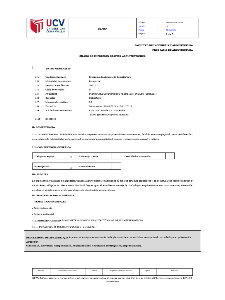 Silabo Expresion Grafica Arquitectonica | PDF