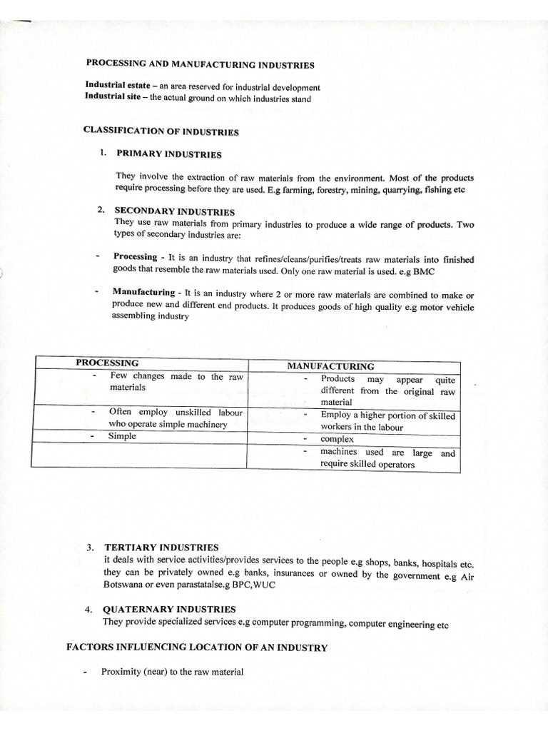 Processing and Manufacturing Industries | PDF