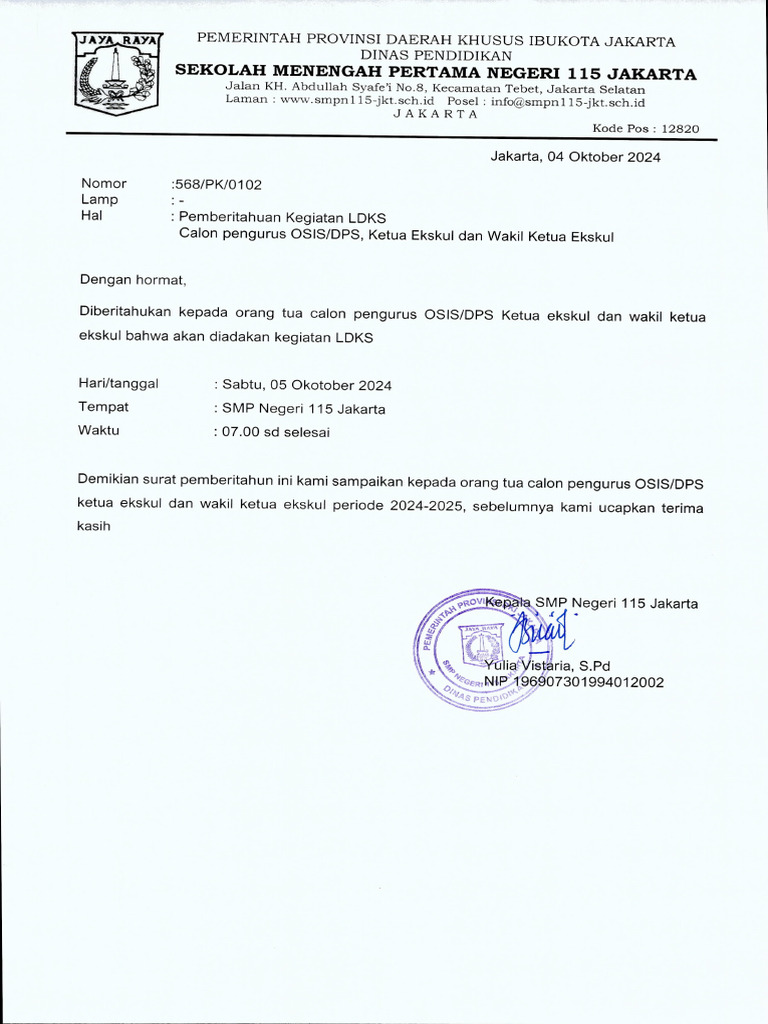 Surat Pemberitahuan LDKS | PDF