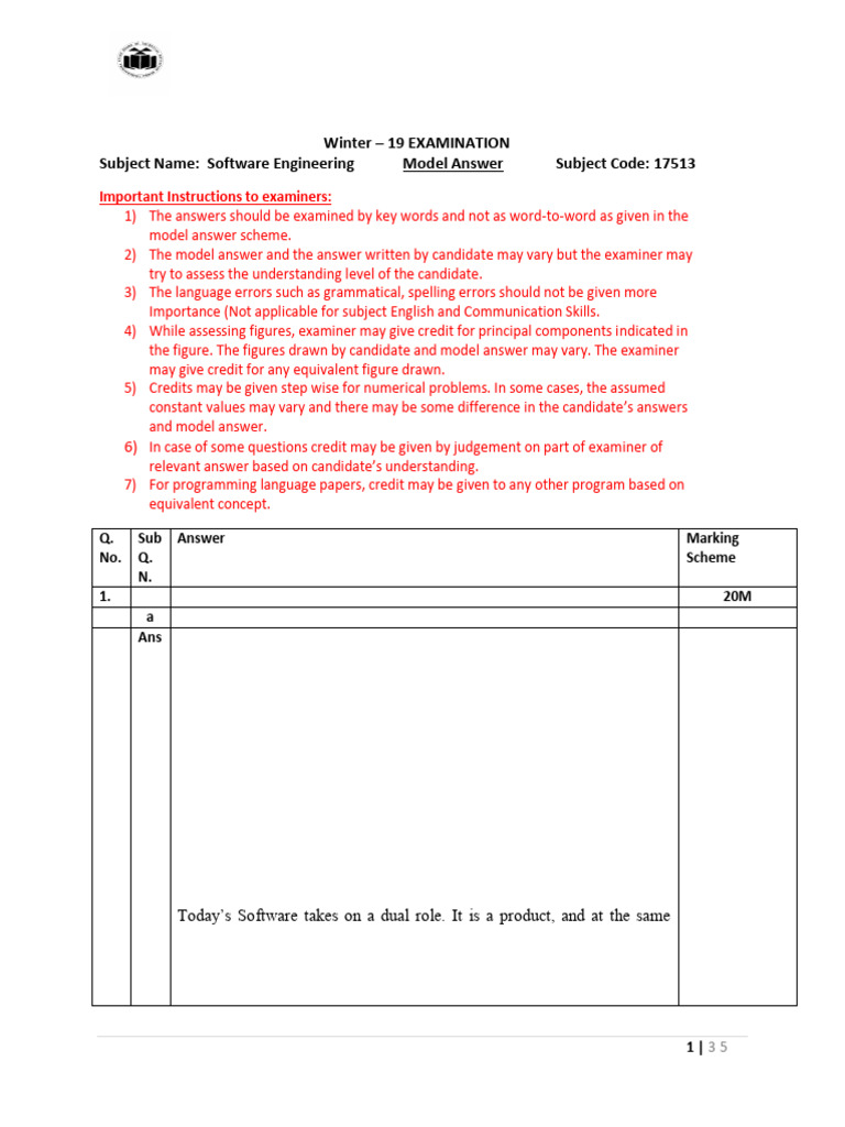 Software Engineering Exam Model Answers | PDF | Reliability Engineering ...