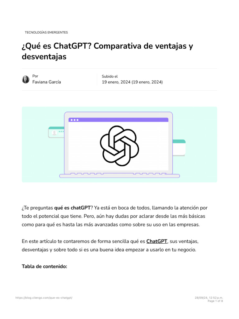 ¿Qué Es ChatGPT? Comparativa de Ventajas y Desventajas - Cliengo Blog | PDF