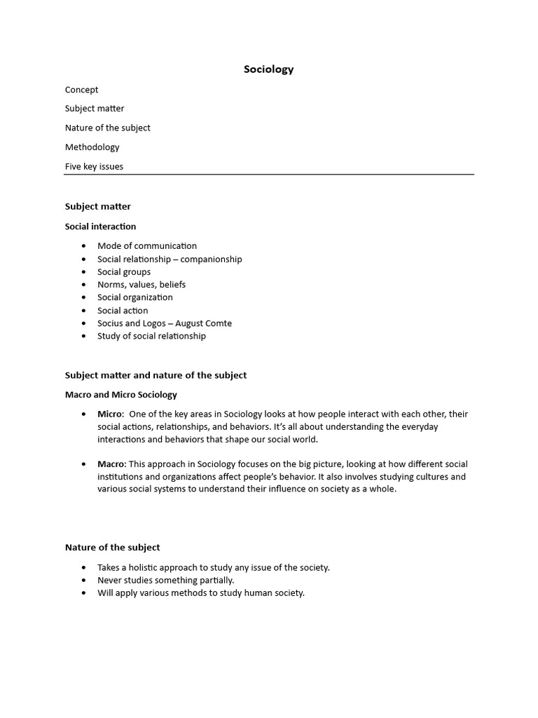 SOC101 - subject matter REVISED | PDF