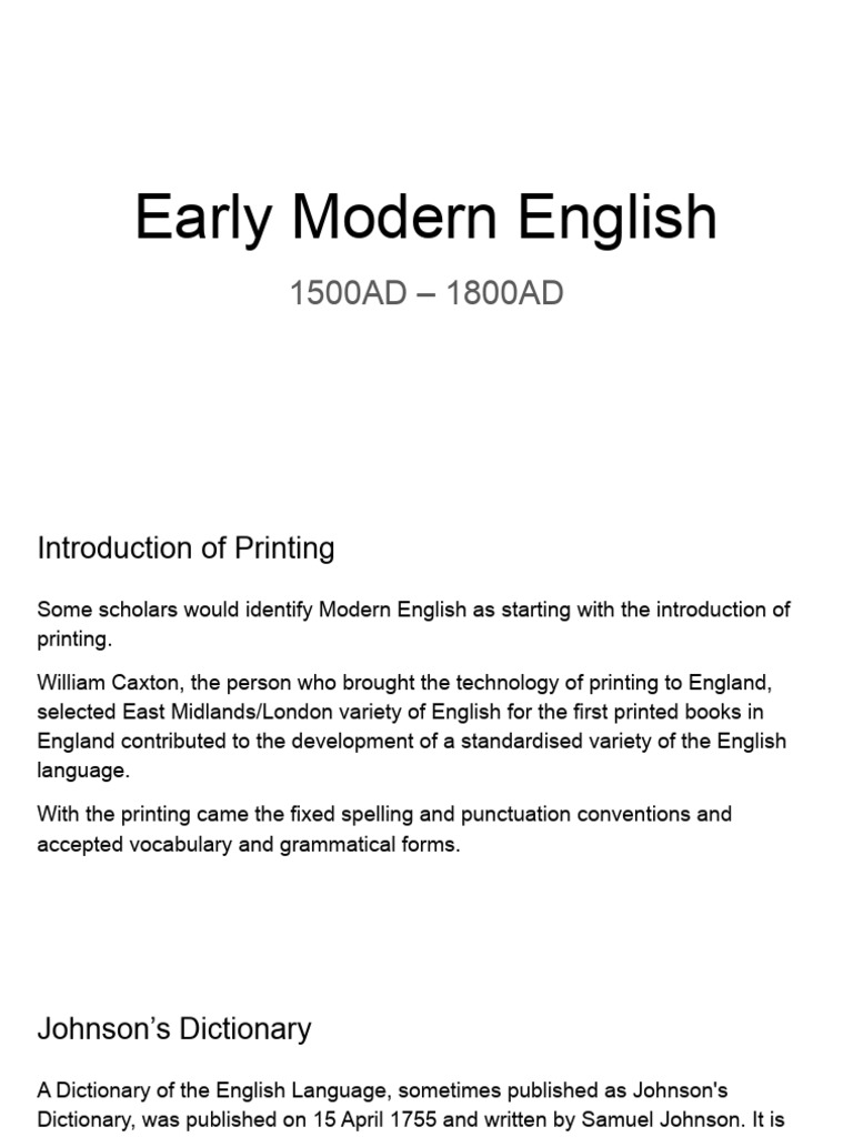 Early Modern English | PDF