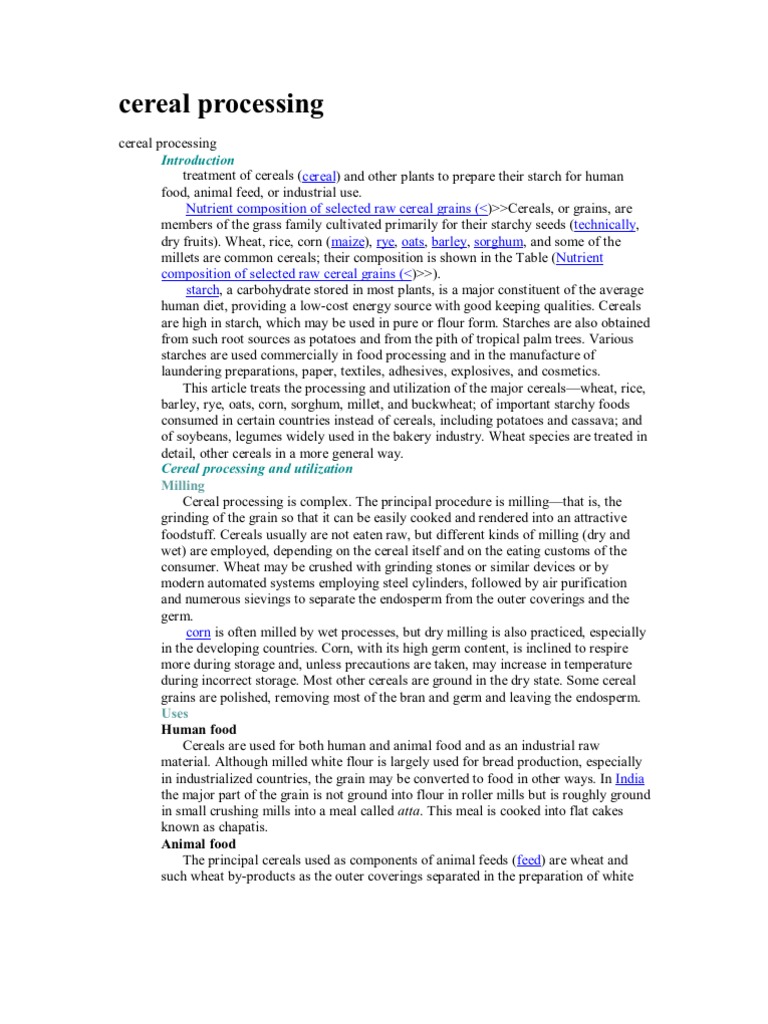 Cereal Processing | PDF | Starch | Pasta