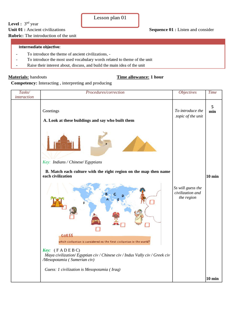 Ancient Civ Lesson Plans | PDF