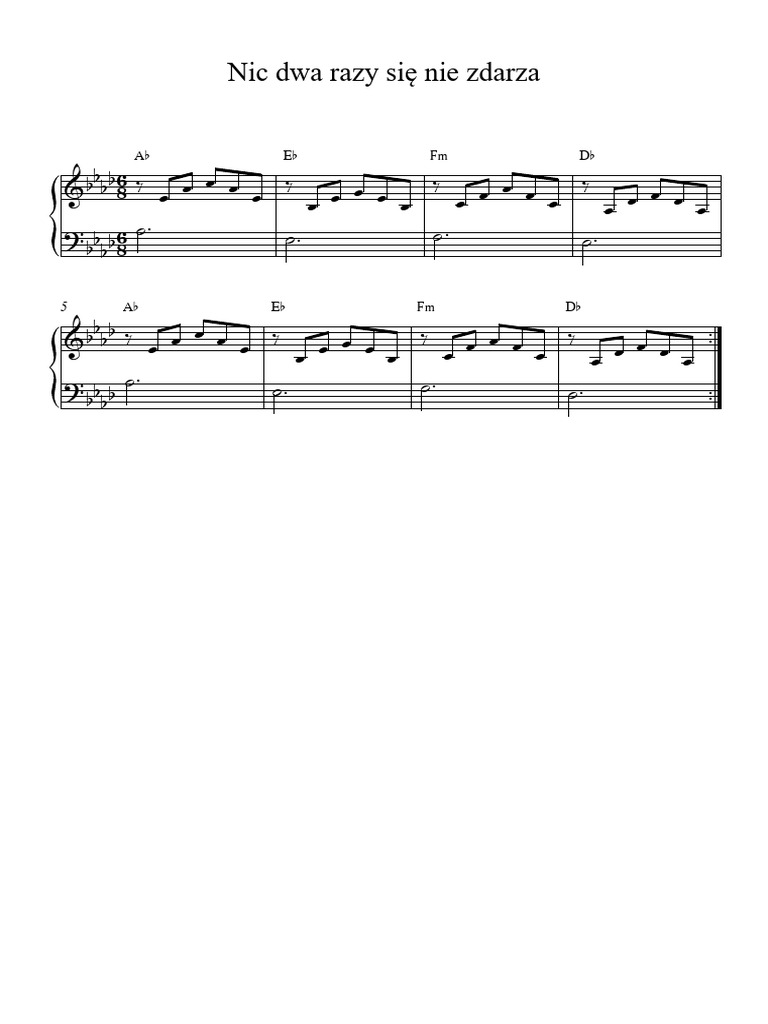 Nic Dwa Razy Się Nie Zdarza - Easy Piano | PDF