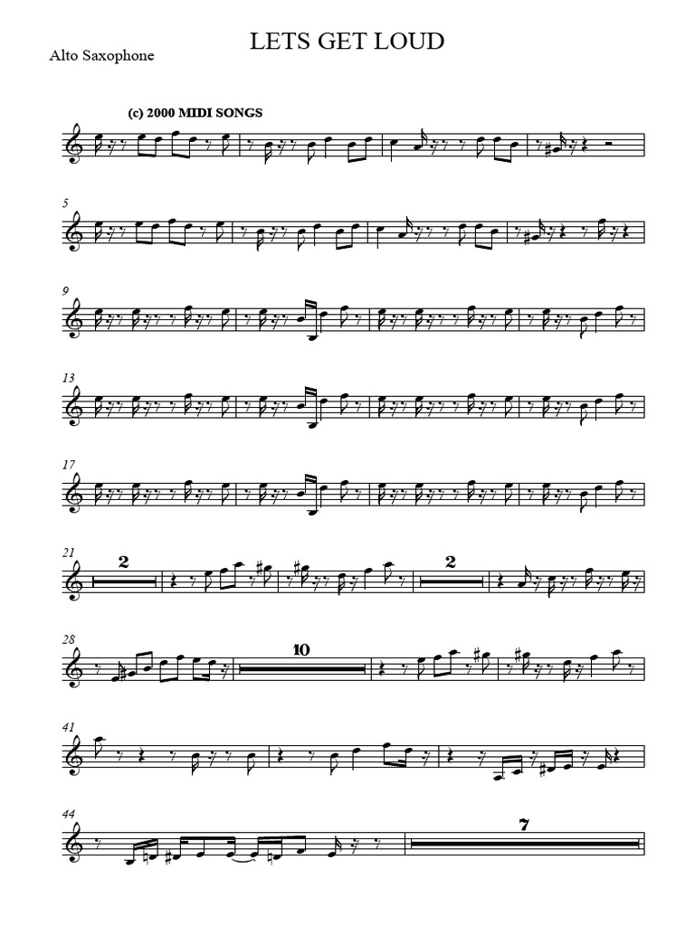 Lets Get Loud - Alto Sax | PDF