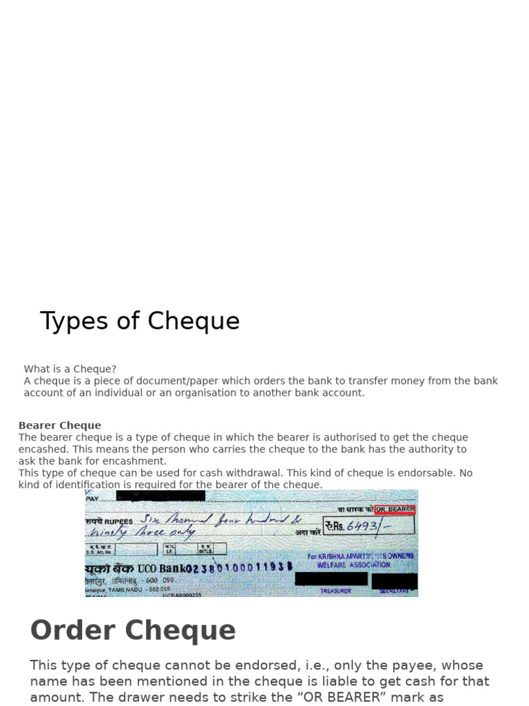 Types of Cheque | PDF