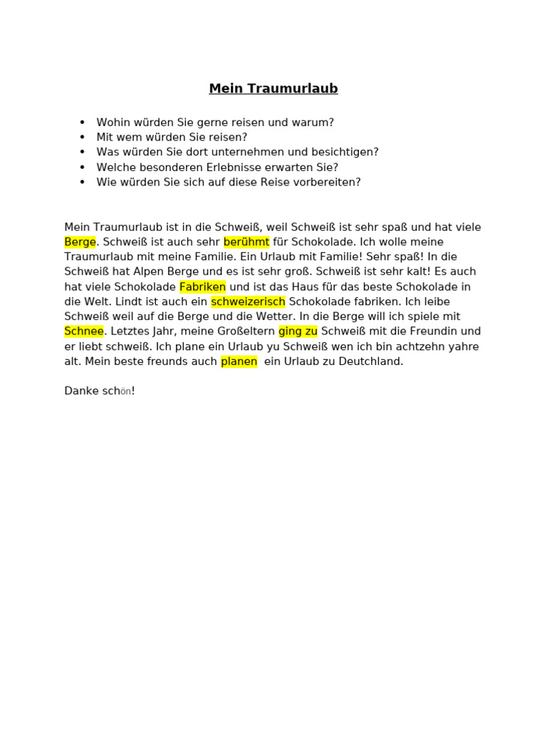 Mein Traumurlaub | PDF