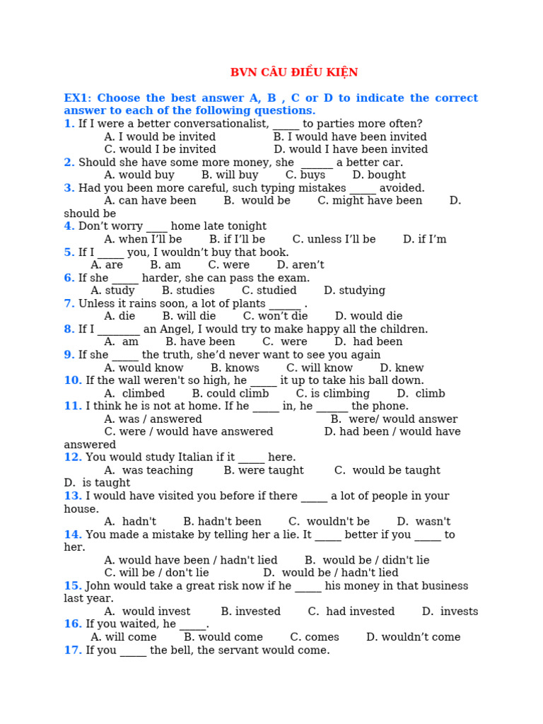 BVN CÂU ĐIỀU KIỆN | PDF