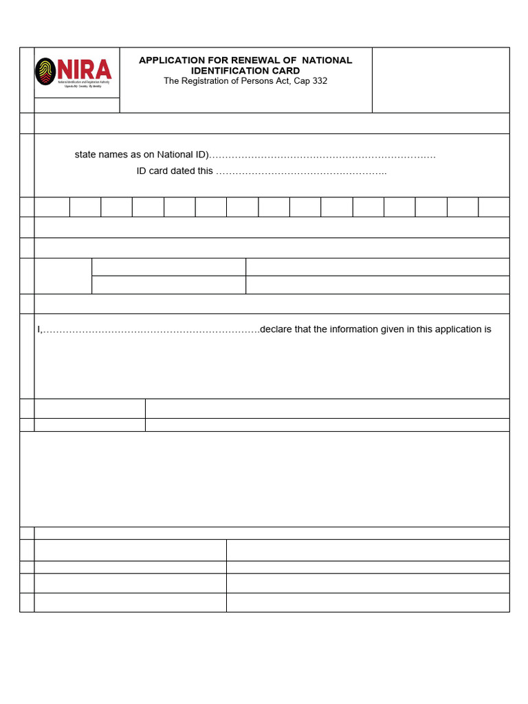 Form 9_ Application for renewal of national identification card Form | PDF