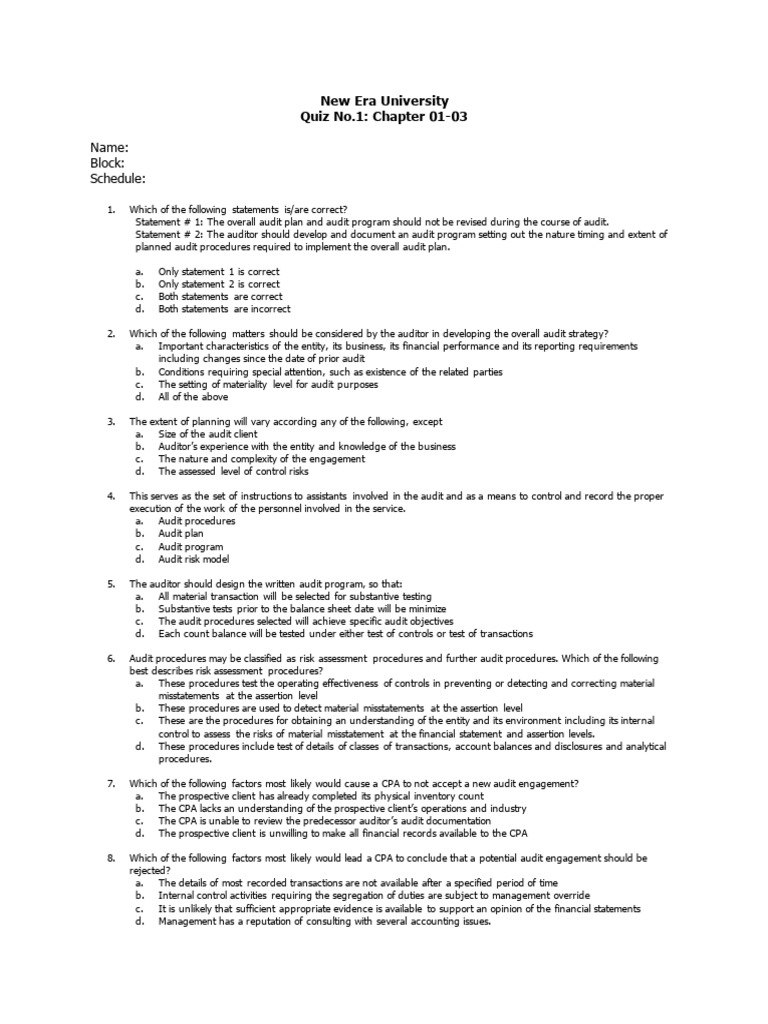 QUIZ # 1 - Chapter 1 To 3 | PDF