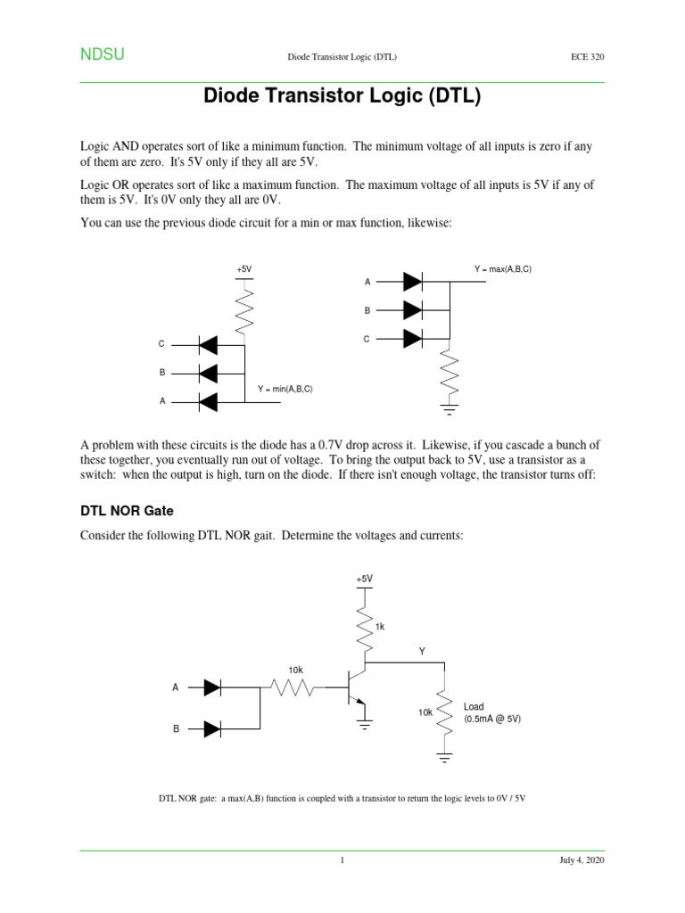 Diode Transistor Logic Examples | PDF