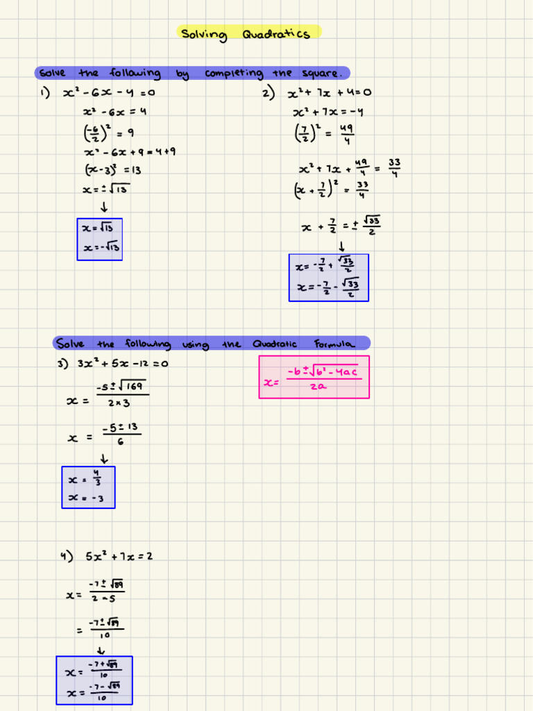 Solving Quadratic Formula | PDF