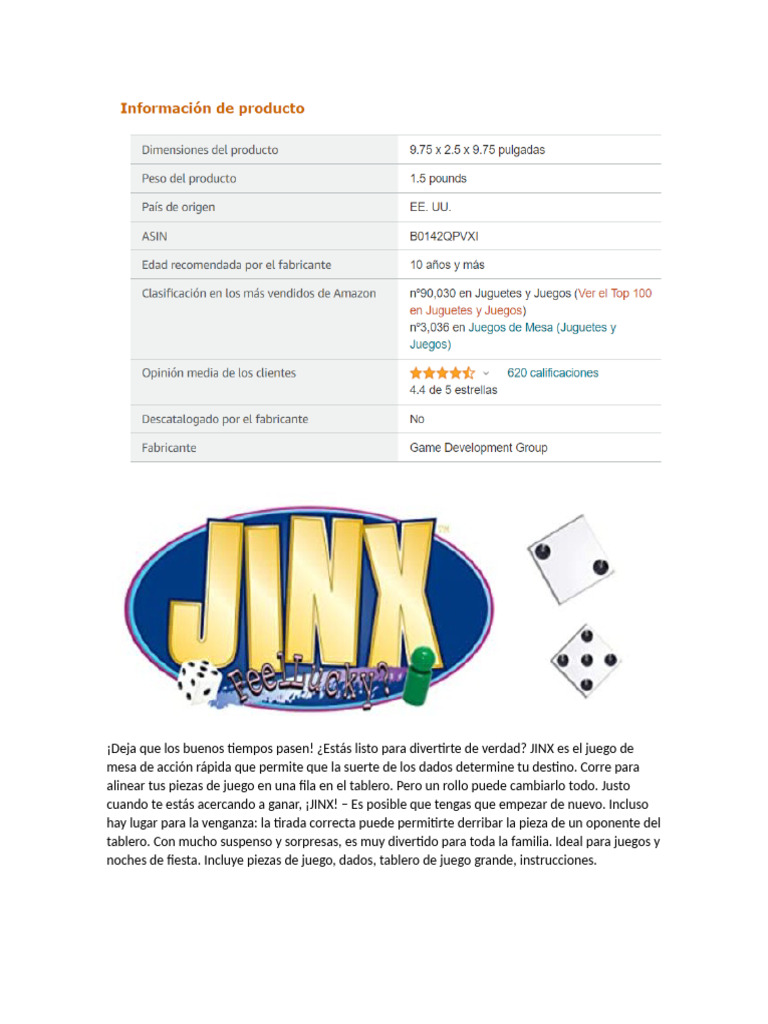 jinx juego de mesa | PDF