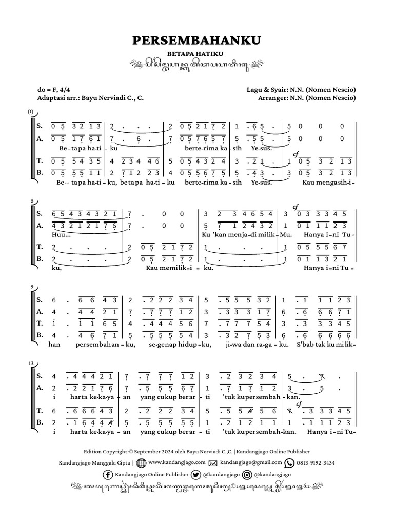 Persembahanku (Betapa Hatiku) | PDF