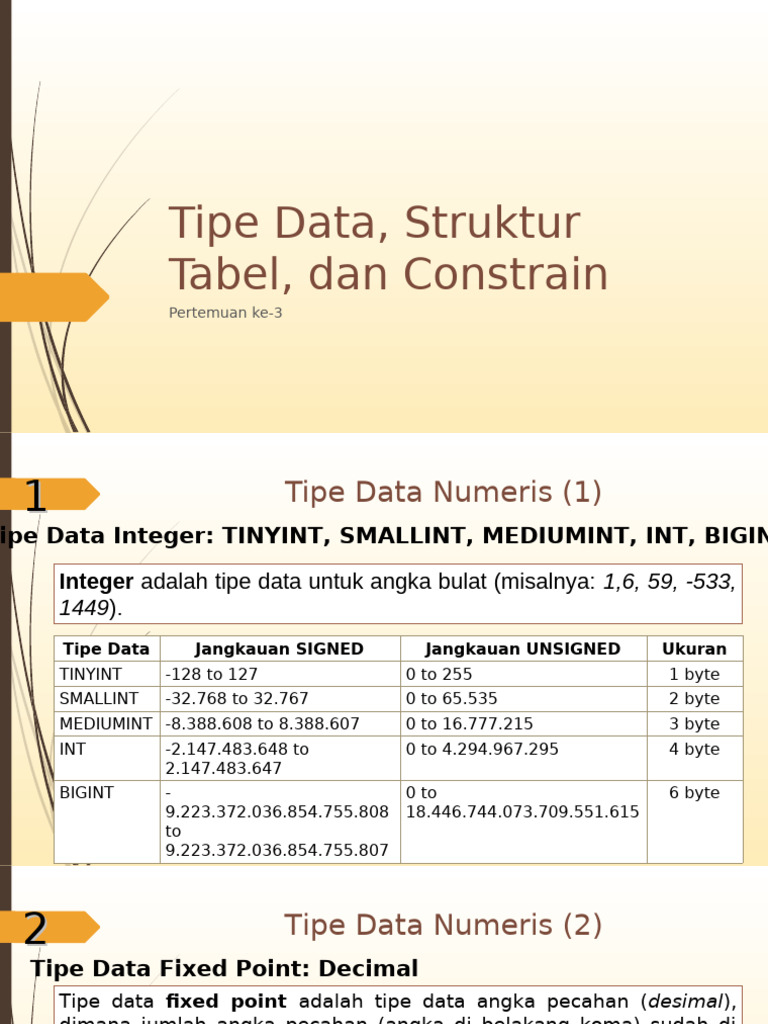2-Tipe Data, Struktur Tabel, Constrain | PDF