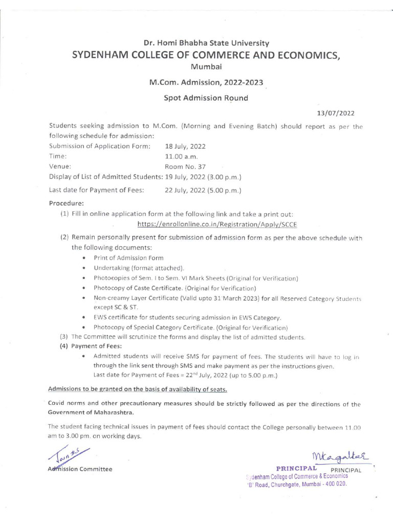 Spot Admission Round, 2022-2023 001 | PDF