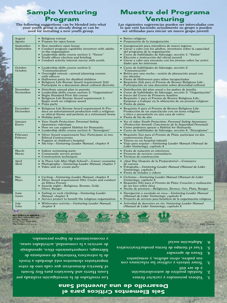 Sample Venturing Program Muestra Del Programa Venturing: Boy Scouts of America | PDF