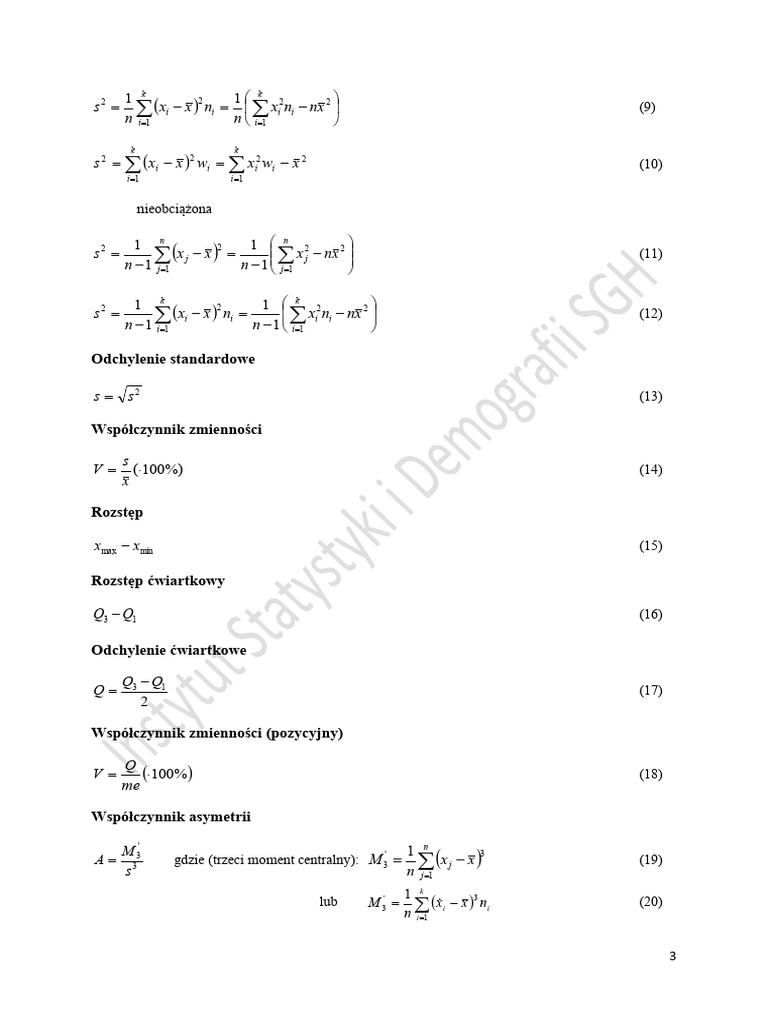 Copy of Wzory-statystyka 2024 | PDF