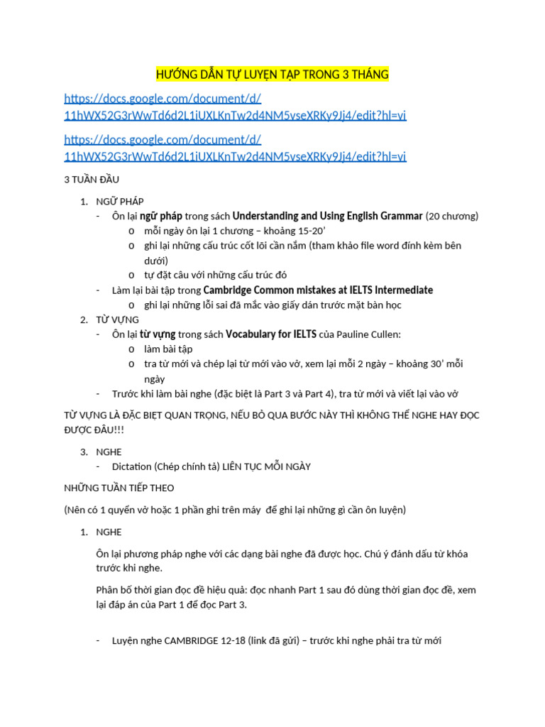 HƯỚNG DẪN TỰ LUYỆN TẬP TRONG 3 THÁNG | PDF