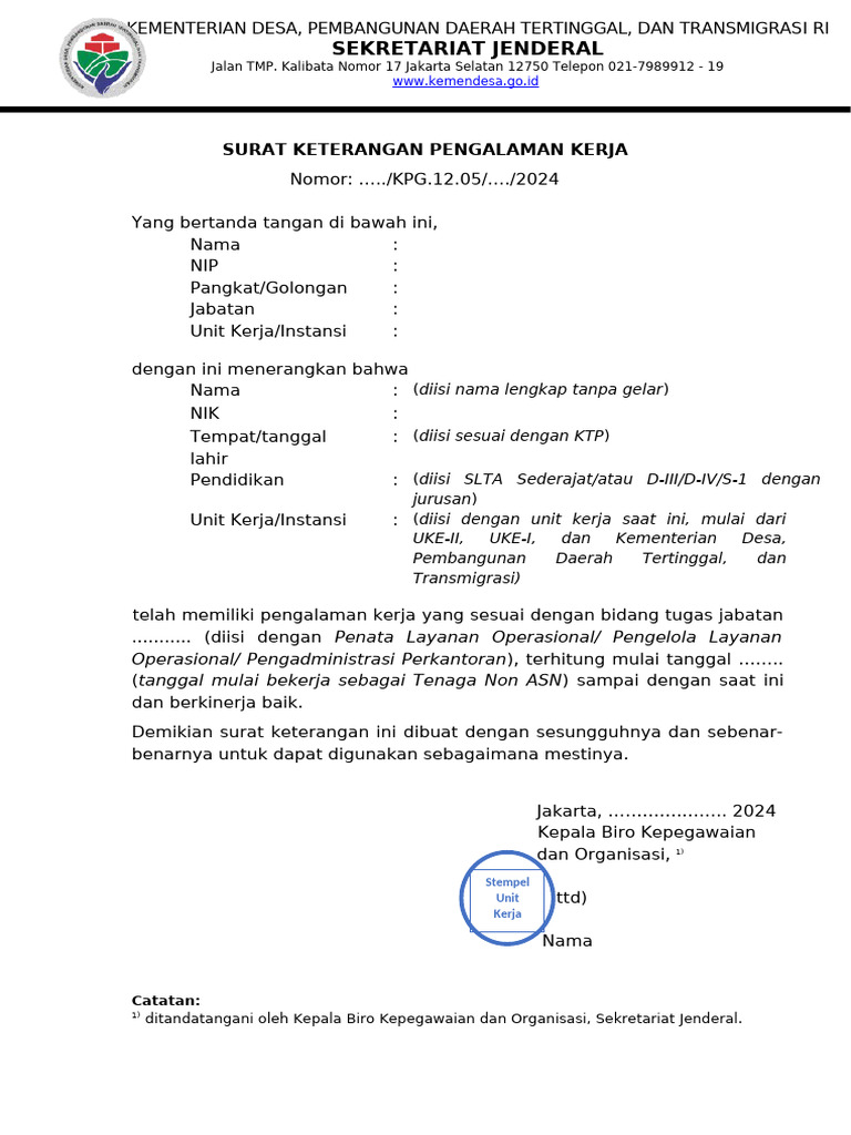 Lampiran Iv - Surat Pengalaman Kerja | PDF