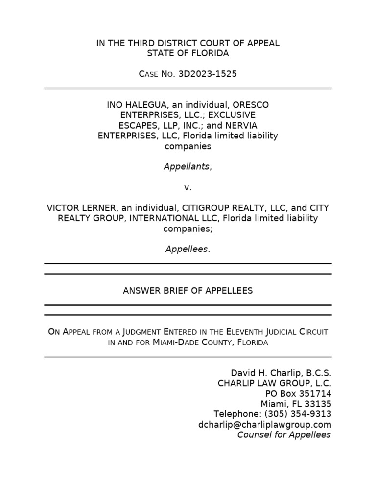 Answer Brief of Appellees | PDF