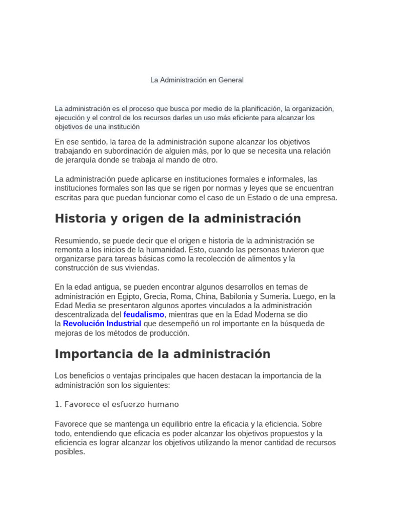 La Administración en General | PDF