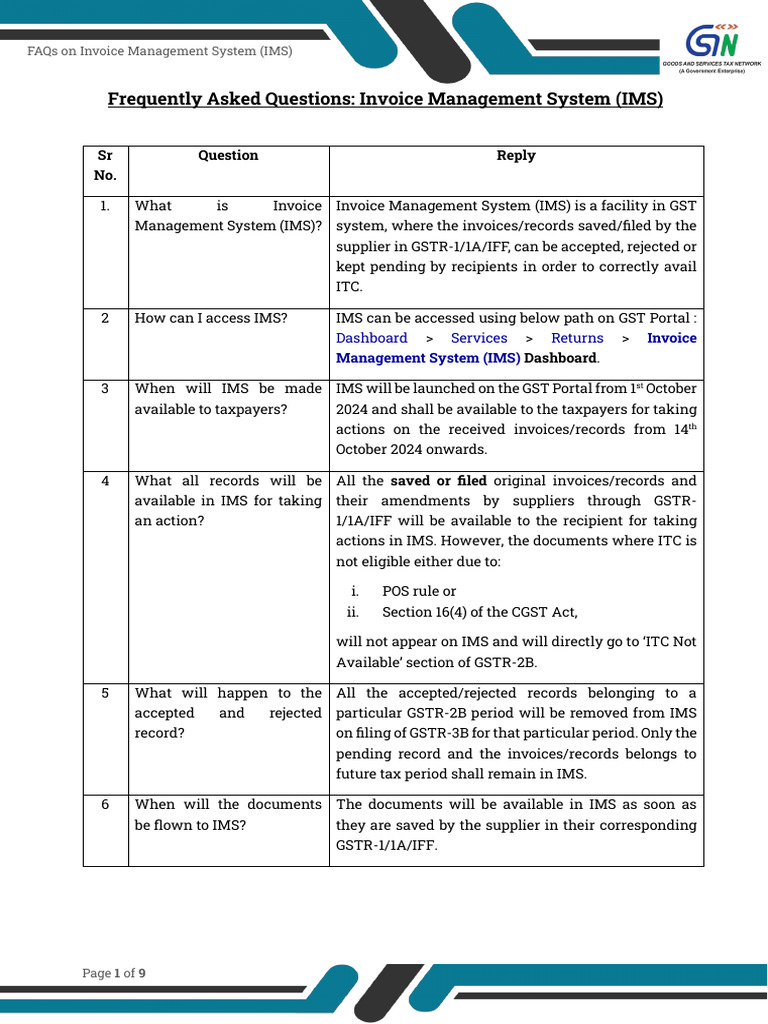 Final Faqs On Ims 22 09 2024 | PDF