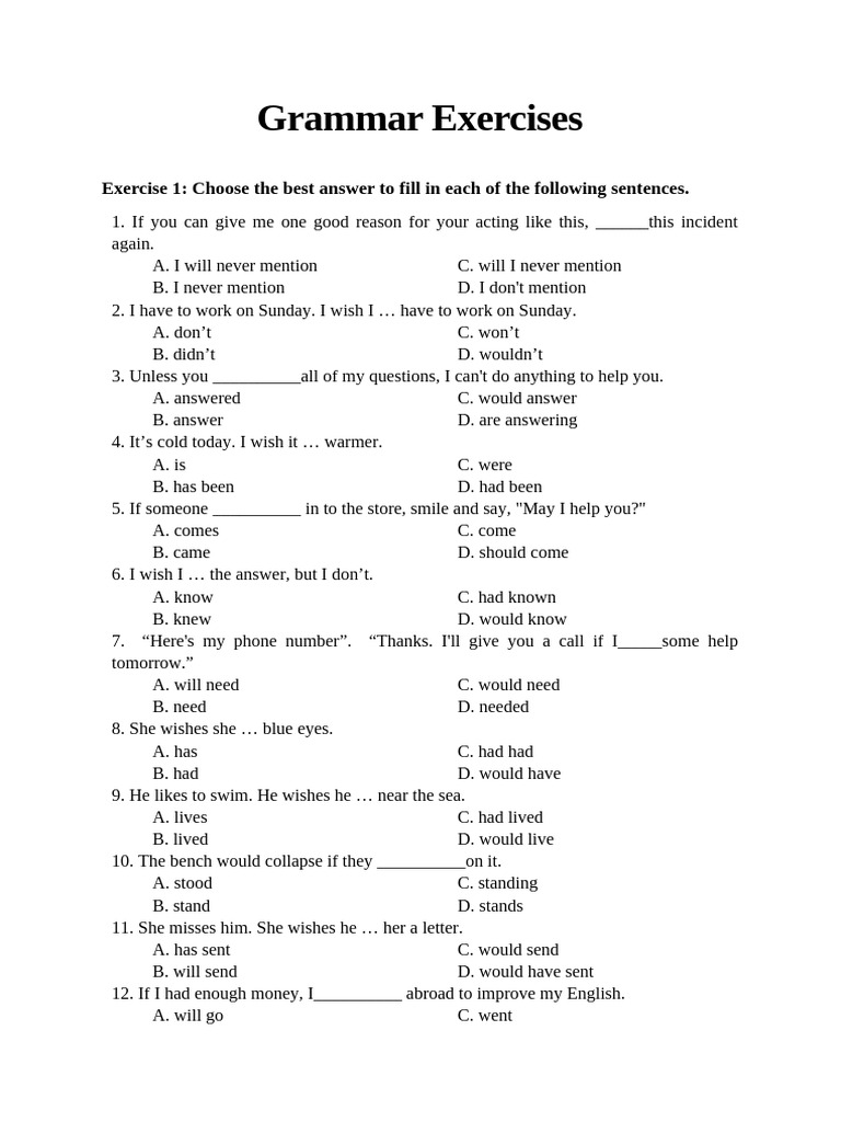 Grammar Exercises - SM5 | PDF