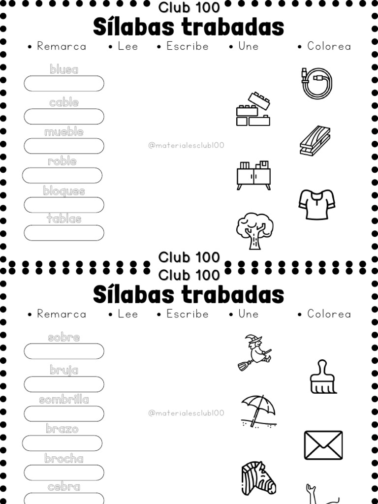 Actividad Silabas Trabadas Unir | PDF