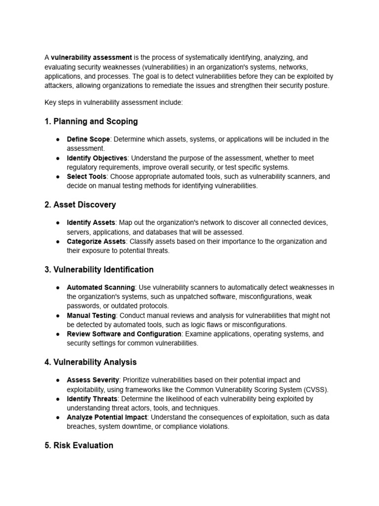 Vulnerability Assessment Notes | PDF