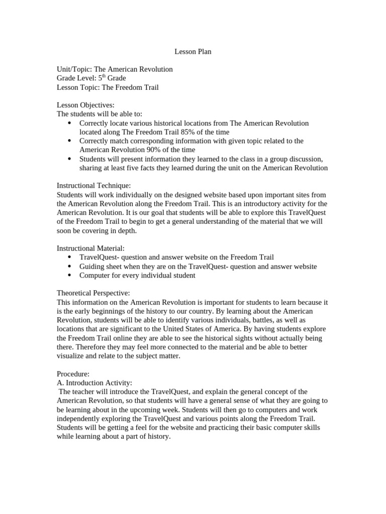Lessonplan The American Rev | PDF
