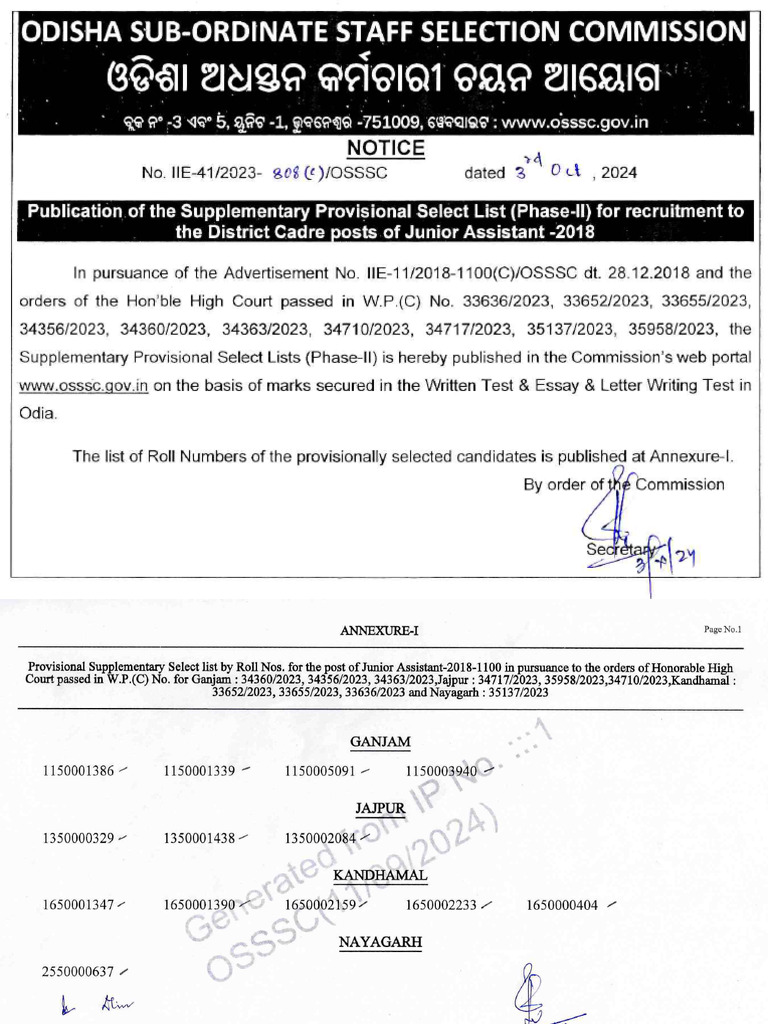 Provisional Select List JA 2018 808 | PDF